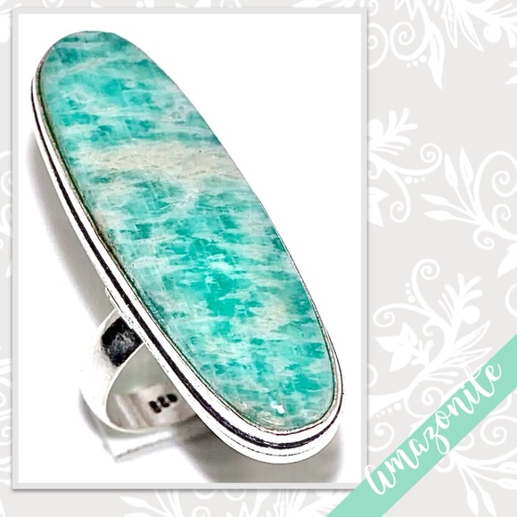 Jewelry | Amazonite Large Silver Minimalist Artisan Ring Size 65 Mint ...